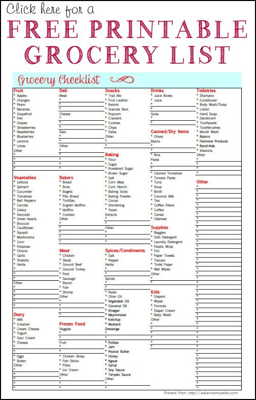 Free Printable Grocery List By Aisle Template Business PSD Excel 