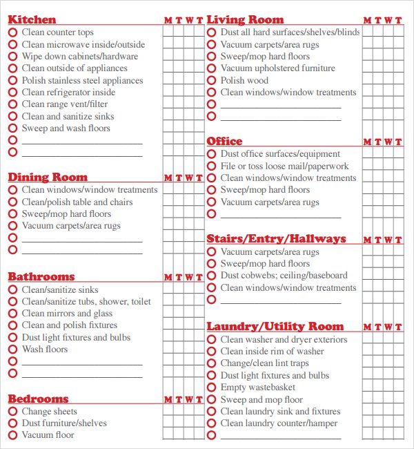 Free Printable House Cleaning Checklist For Maid Template Business 