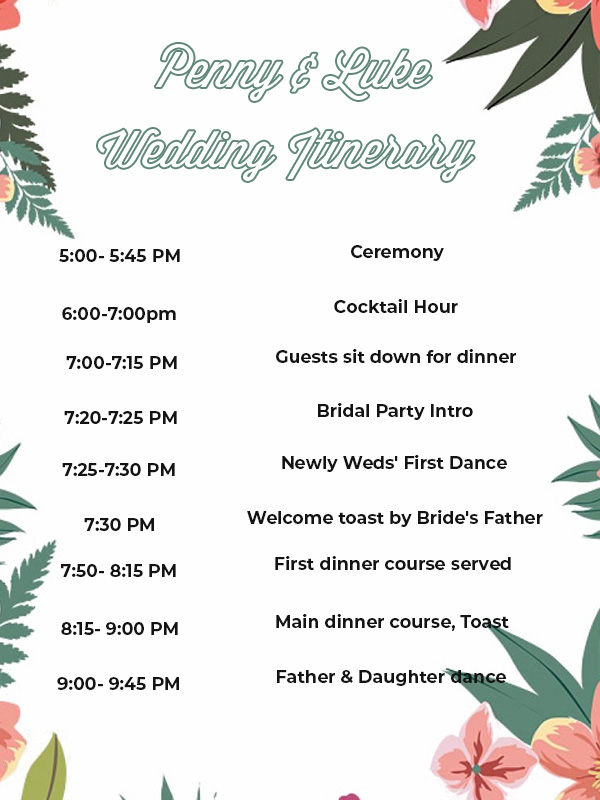 10 Wedding Itinerary Customizable PSD Design Template Template 10 Wedding Itinerary Customizable PSD Design Template Template