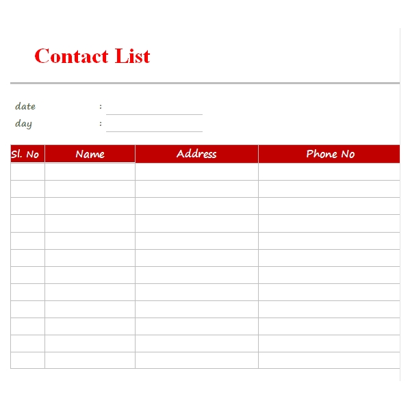 10 Contact Sheet Template Template Business PSD Excel Word PDF