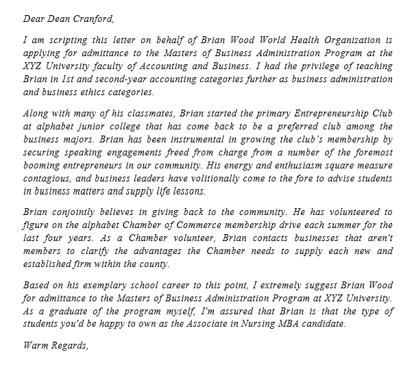 Business School Recommendation Letter And The Example You Can Implement