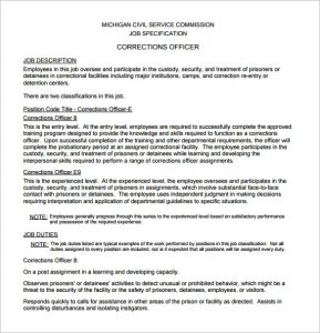 5+ Sample Correction Officer Job Description Template Important ...