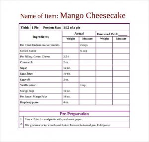 recipe | Template Business PSD, Excel, Word, PDF