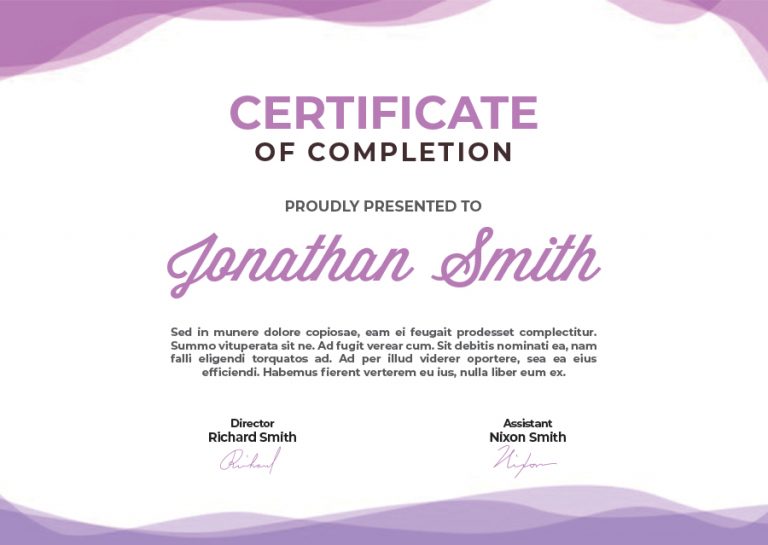 10+ Certificate of Completion Customizable PSD Design Template | Template Business PSD, Excel ...