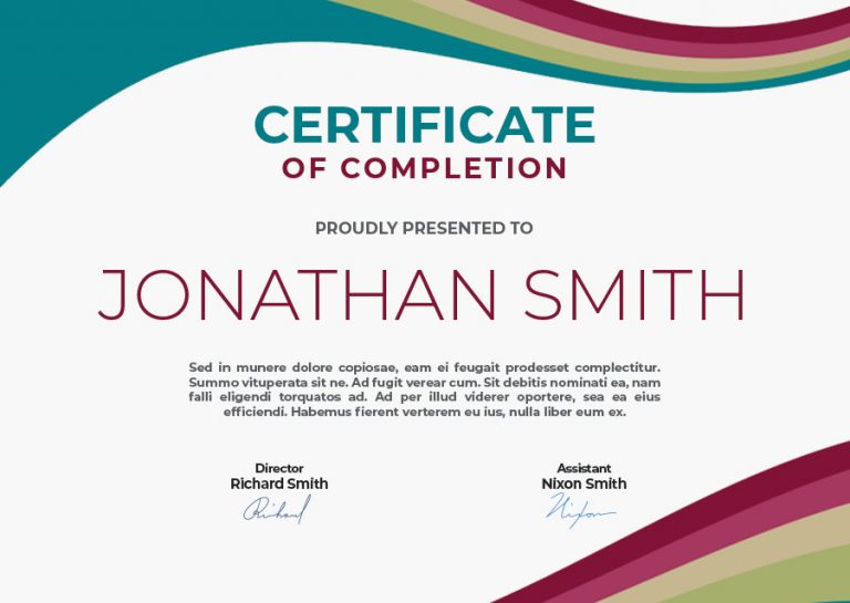 10+ Certificate of Completion Customizable PSD Design Template | Template Business PSD, Excel ...