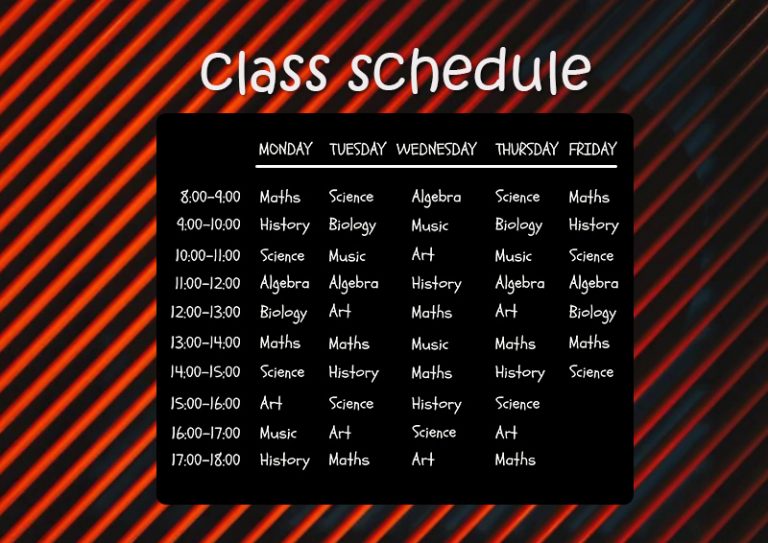 10+ Class Schedule free psd template | Template Business PSD, Excel ...