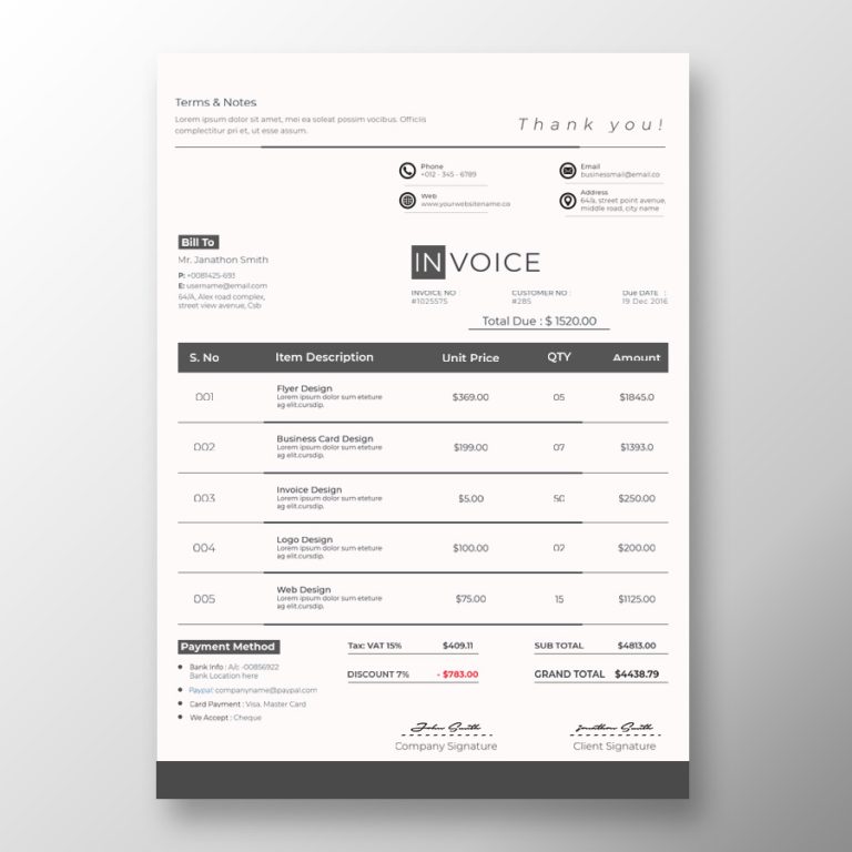 10+ Printable Commercial Invoice Template example psd design | Template ...