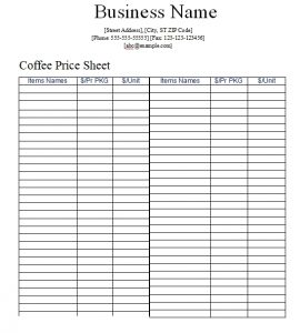 10+ Price Sheet Template | Template Business PSD, Excel, Word, PDF