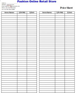 10+ Price Sheet Template | Template Business PSD, Excel, Word, PDF