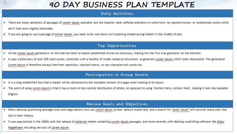 10+ 90 Day Business Plan Template | Template Business PSD, Excel, Word, PDF