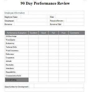 10+ 90 Day Performance Review Template | Template Business PSD, Excel ...