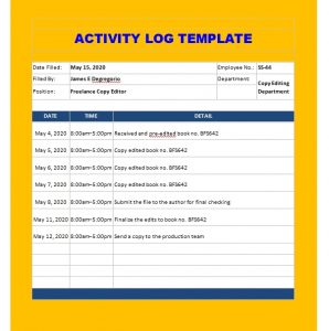 10+ Activity Log Template | Template Business PSD, Excel, Word, PDF