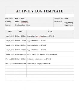 10+ Activity Log Template | Template Business PSD, Excel, Word, PDF