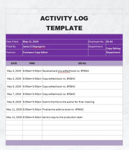 10+ Activity Log Template | Template Business PSD, Excel, Word, PDF