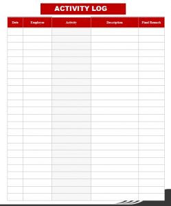 10+ Activity Log Template | Template Business PSD, Excel, Word, PDF