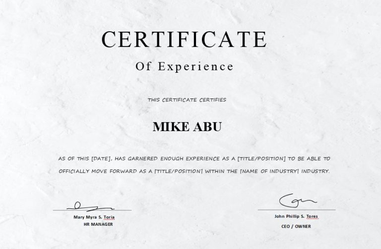 10+ Experience Certificate Template | Template Business PSD, Excel ...