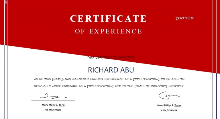 10+ Experience Certificate Template | Template Business PSD, Excel ...