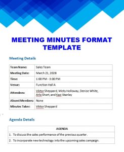 10+ Meeting Minutes Format Template | Template Business PSD, Excel ...