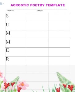 10+ Acrostic Poetry Template | Template Business PSD, Excel, Word, PDF