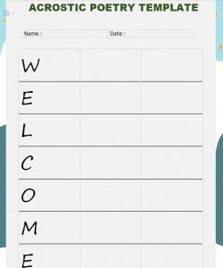10+ Acrostic Poetry Template | Template Business PSD, Excel, Word, PDF