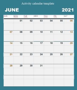10+ Activity Calendar Template | Template Business PSD, Excel, Word, PDF