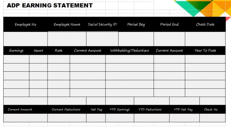 10+ ADP Earnings Statement Template | Template Business PSD, Excel ...