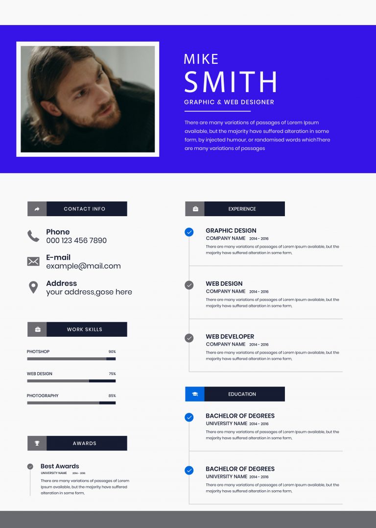 10+ 2 column resume template free psd | Template Business PSD, Excel ...