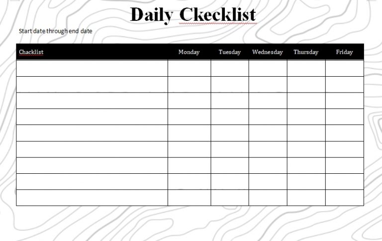 10+ Daily checklist template | Template Business PSD, Excel, Word, PDF
