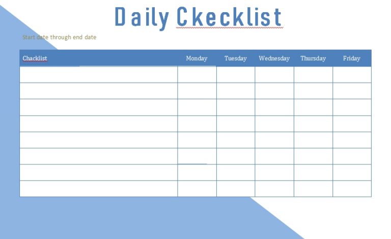 10+ Daily checklist template | Template Business PSD, Excel, Word, PDF