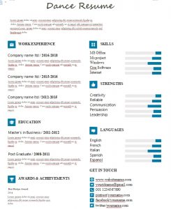 10+ Dance resume template | Template Business PSD, Excel, Word, PDF