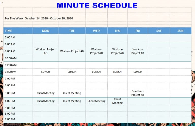 10+ 15 minute schedule template | Template Business PSD, Excel, Word, PDF