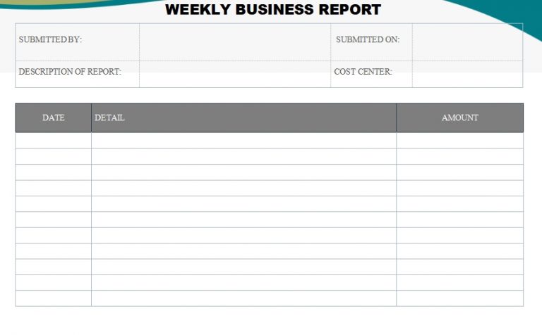 10+weekly report template | Template Business PSD, Excel, Word, PDF