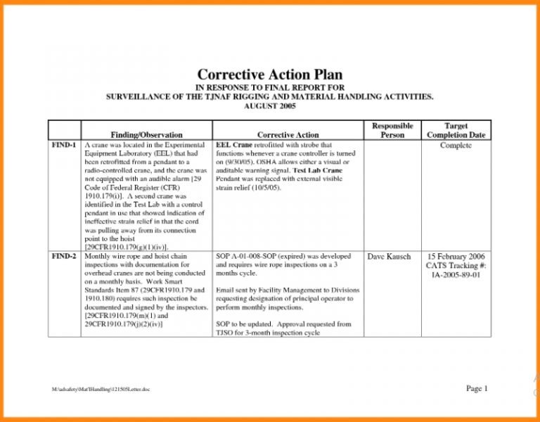 5+ Corrective Action Plan Template | Template Business PSD, Excel, Word ...