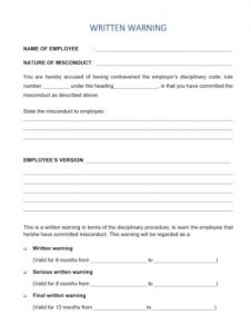 4+ written warning template sample | Template Business PSD, Excel, Word ...
