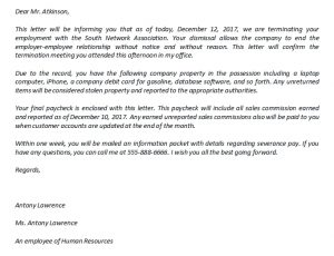 At will termination letter and its sample | Template Business PSD ...