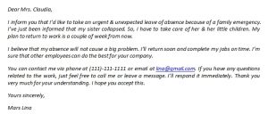 Family Emergency Leave Letter and Its Sample | Template Business PSD ...