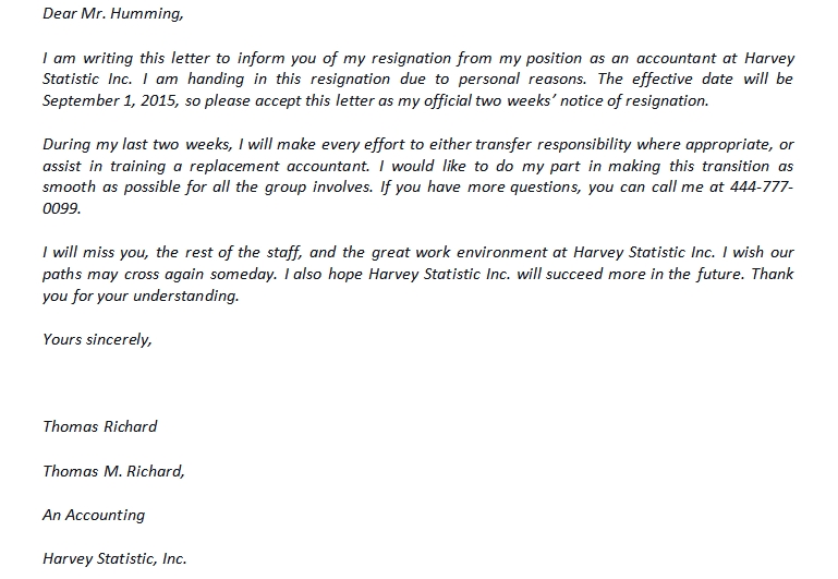 Effective Date Resignation Letter And Its Great Sample Template