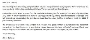 College Acceptance Letter and Its Sample | Template Business PSD, Excel ...