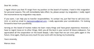 Trustee Resignation Letter and Its Sample | Template Business PSD ...