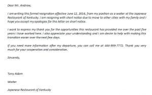 Short Notice Resignation Letter and the example | Template Business PSD ...