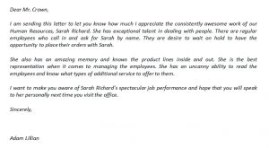 Letter of Appreciation to Boss about Employee and the example ...