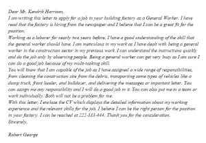 Writing a General Worker Cover Letter Properly | Template Business PSD ...