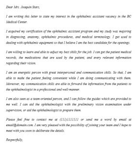 A Simple Guide To Write An Ophthalmic Assistant Cover Letter | Template ...