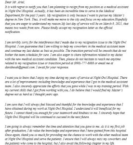 Some Tips to Compose A Medical Assistant Resignation Letter and Its ...