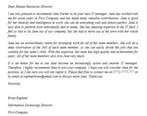 Steps To Write A Simple IT Manager Recommendation Letter | Template ...