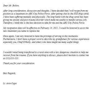 An Example Of Police Officer Resignation Letter | Template Business PSD ...