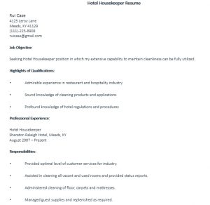 10+ Housekeeping Resume Example | Template Business PSD, Excel, Word, PDF