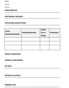 6+ Fresher Resume Template | Template Business PSD, Excel, Word, PDF