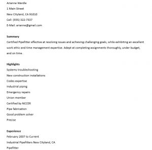 6+ Pipefitter Resume | Template Business PSD, Excel, Word, PDF