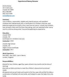 5+ Nanny Resume | Template Business PSD, Excel, Word, PDF
